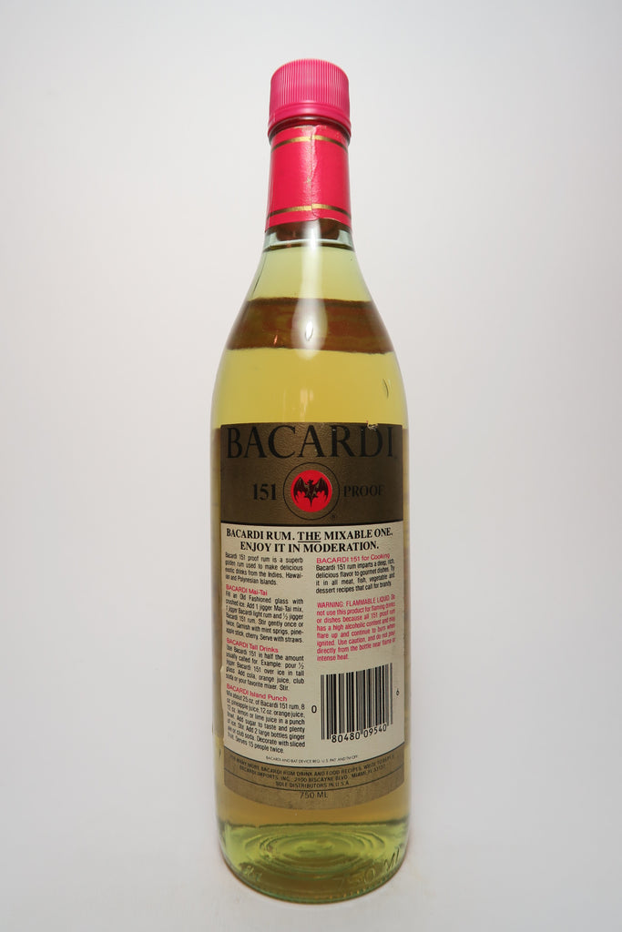 Bacardi 151 Ron Superior Puerto Rican Rum - Early 1980s (75.5%, 75cl ...