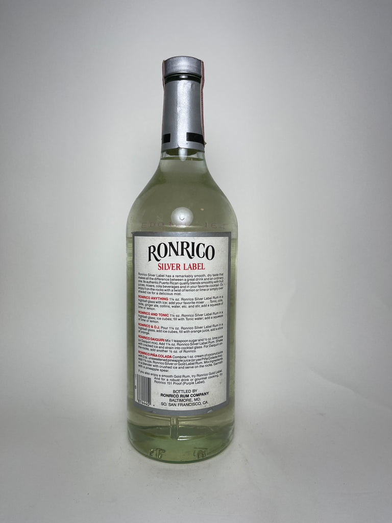 Ronrico Silver Label Premium Puerto Rican Rum - late 1970s (40%, 100cl ...