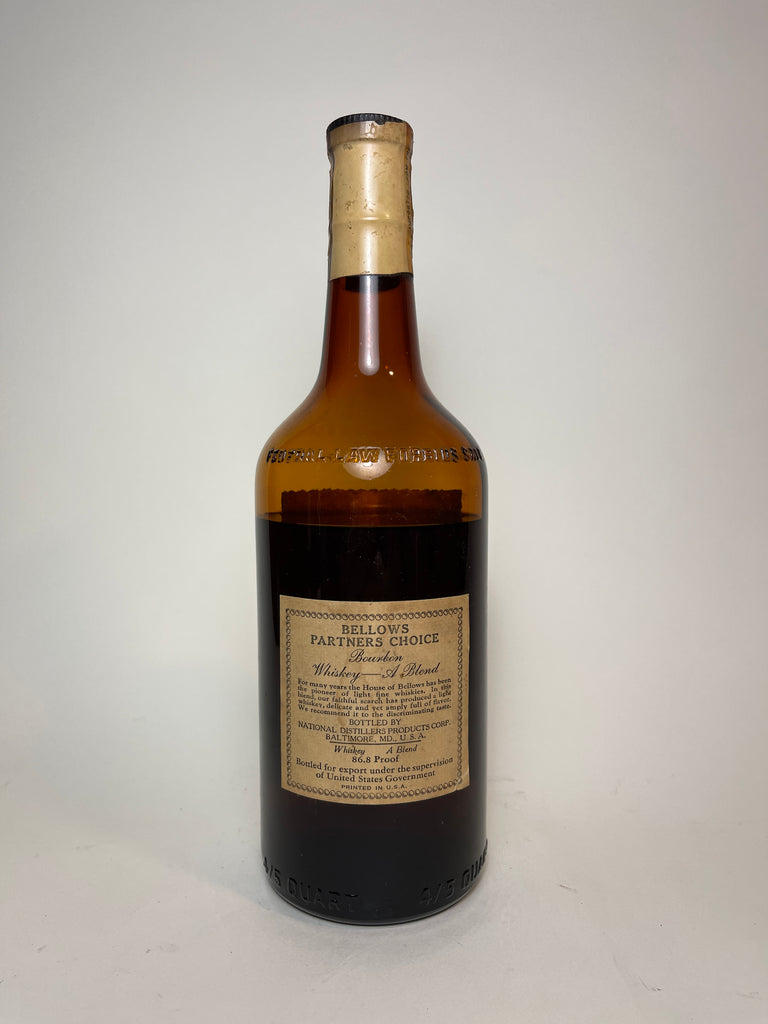 National Distillers' Bellow's Partners Choice Blended Bourbon Whiskey ...
