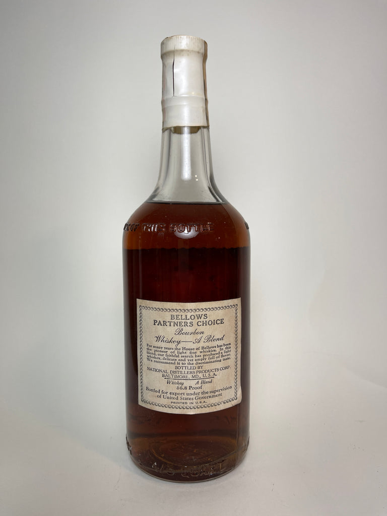 National Distillers' Bellow's Partners Choice Blended Bourbon Whiskey ...