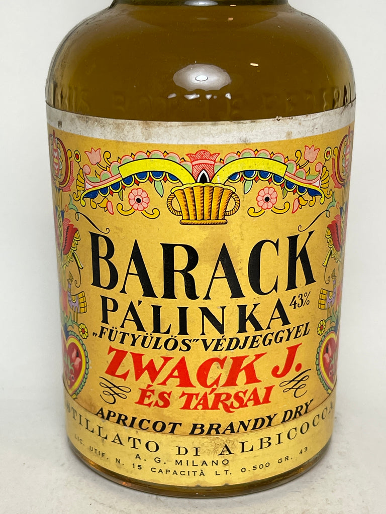Zwack Barack Pálinka Hungarian Dry Apricot Brandy - pre-1964 (43%, 50c ...